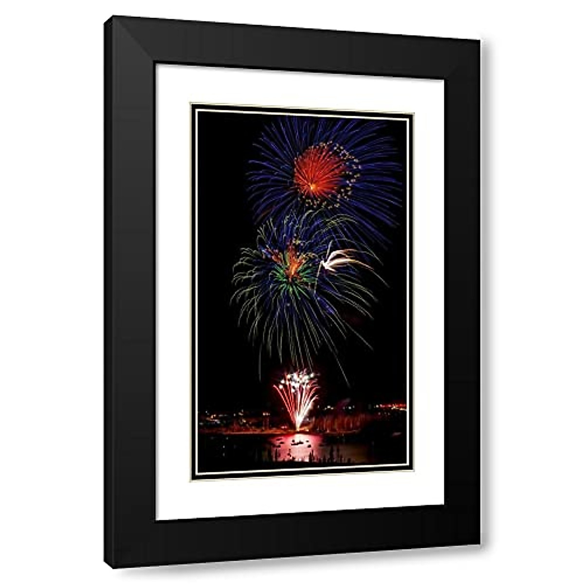 ArtDirect Colorado, Frisco Fireworks Display on July 4th XI 13x18 Black Modern Wood Framed with Double Matting Museum Art Print by Lord, Fred
