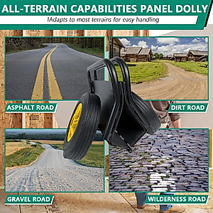 VoTwoofv Heavy Duty Panel Dolly,10" Solid Rubber Tires Wheels Slab Dolly,1000LBS Load Capacity All Terrain Moving Cart Dolly with Handle for Wall Panel,Sheetrock,Lumber,for Garage,Home,Warehouse