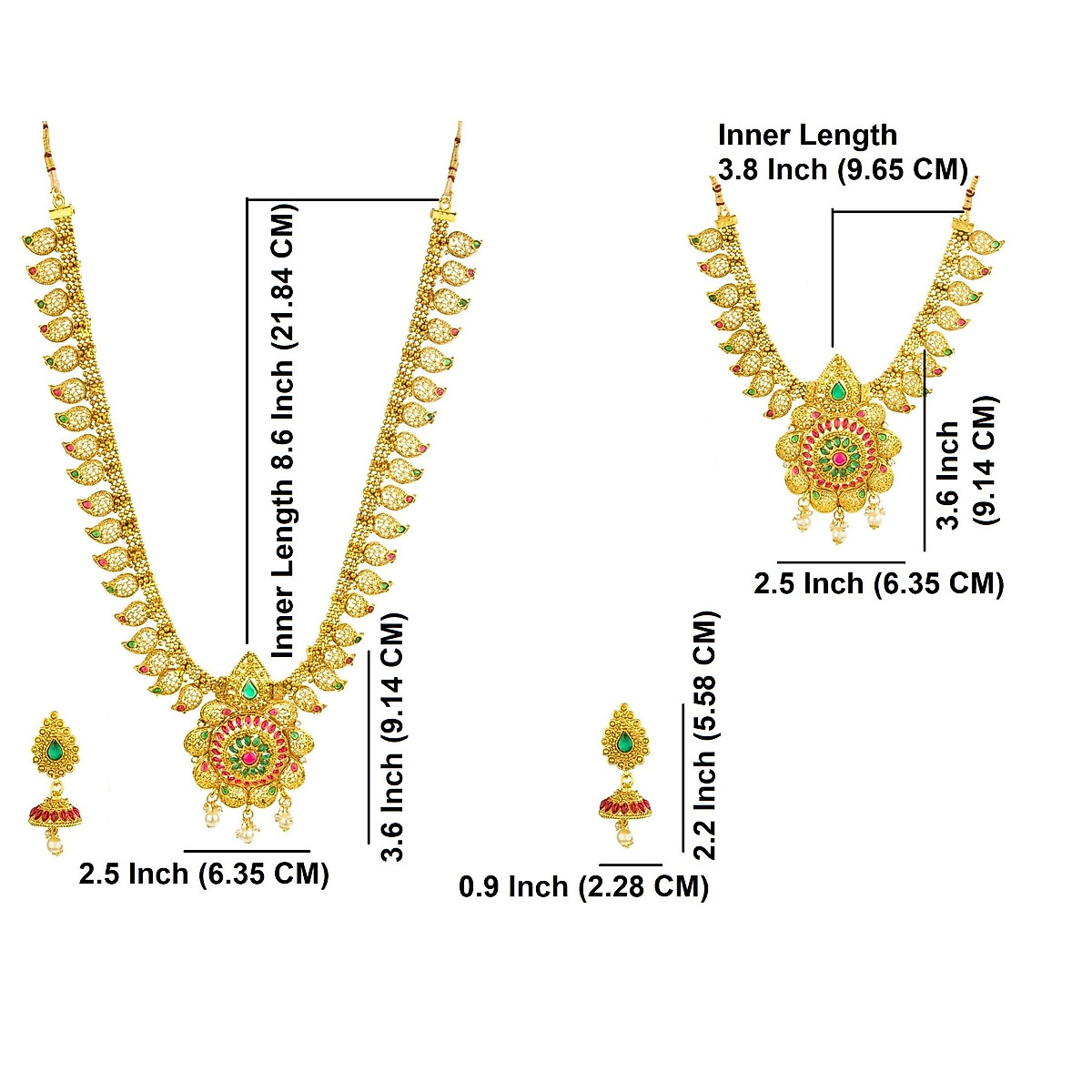 Efulgenz Indian Bridal Jewelry Sets for Women Gold Tone Traditional Indian Bollywood Bridal Wedding Set Of Choker Collar Princess Necklaces Dangle Earrings Jewellery