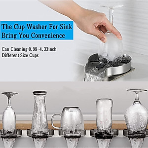 Glass Rinser for Kitchen Sink, High-Pressure Bottle Washer Stainless Steel Glass Rinser for Kitchen Sink Glass Cup Cleaner Sink Attachment Washer Baby Bottle, Glass Cup, Wine Glass