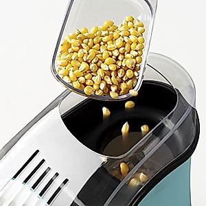 Nostalgia Popcorn Maker, 16-Cup Healthy Hot Air Popcorn Machine, Oil Free, Kernel Measuring Cup and Butter Melting Tray, Aqua