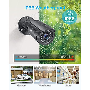 ZOSI H.265+ Home Security Camera System Outdoor Indoor, 8 Channel 5MP-Lite CCTV DVR Recorder and 4pcs Weatherproof Surveillance Bullet Camera,Night Vision,Remote Access,Motion Alerts (No HDD)