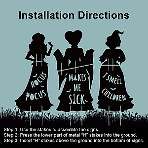 Ivenf Witch Halloween Decorations Outdoor: 3 Extra Large Black Hocus Pocus Witches, Halloween Silhouette Yard Signs with Stakes, Thick Corrugated Plastic, Outside Yard Lawn Decor for Kids Home Party