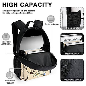 Supdreamc 3 Piece Rucksacks Hairy Ferret Art Camping Outdoor Backpack Sets - Large Capacity Multipurpose Carry On Bag+Lunch Bag+Pencil Case