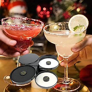 Mono-gatari 3 Tier Bar Glass Rimmer, Bartender Tool Salt Sugar Lime for Cocktails Margaritas Bloody Marys and Gimlets, Black ABS