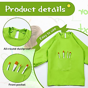 Geyoga 6 Pcs Art Smock for Kids Colorful Painting Artist Smock Waterproof Apron Toddler Full Coverage Long Sleeve Apron with Pocket for School Class, for Age 3 to 8