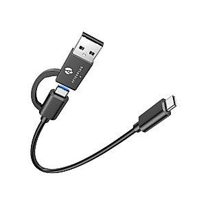 Afterplug 2-in-1 USB C to USB C/A Cable (1ft), USB3 10Gbps & 60W PD Charger Cord for iPhone 15 & 16 Series, MacBook, iPad, Samsung S24 S23 S22, Power Bank