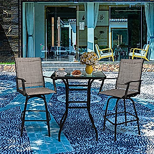 Vipush 2 Piece Swivel Bar Stools Outdoor High Patio Chairs Furniture with All Weather Metal Frame