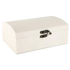 Unfinished Wood Box with Hinged Locking Lid, Wooden Jewelry Box (3 Pack)