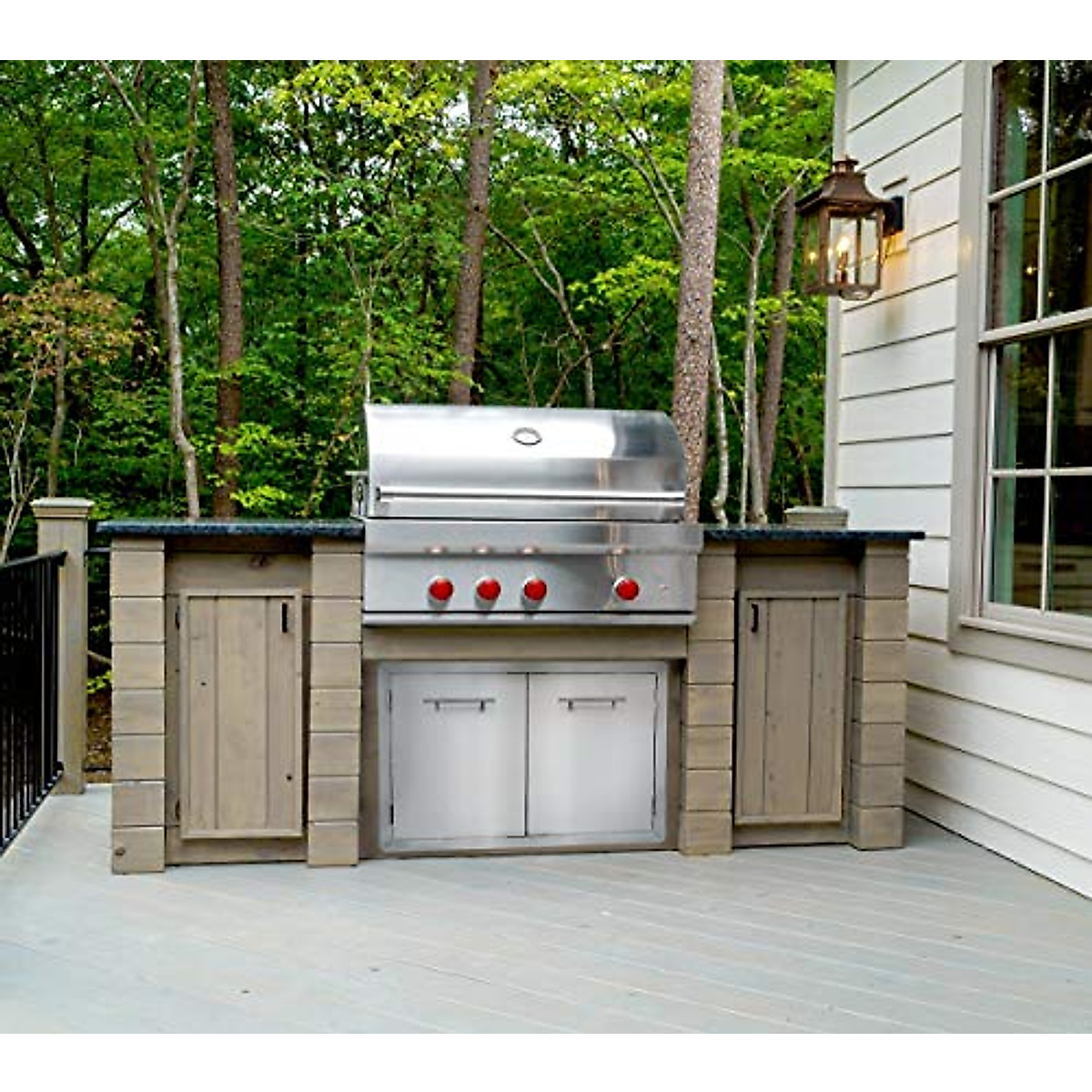 AdirHome 33" Stainless Steel Grill Double Access Double-Face Door With Towel Holder - Easy Install Heavy Duty Stainless Steel Rust Resistant Access Door with Chromium Plated Handle (Horizontal Handle)