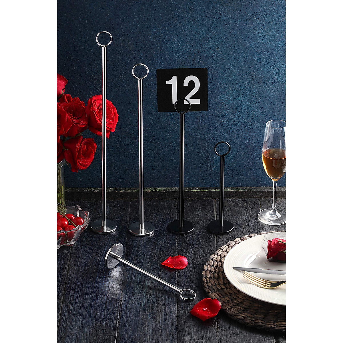 New Star Foodservice 23305 Ring-Clip Table Number Holder/Number Stand/Place Card Holder, 18-Inch, Set of 12
