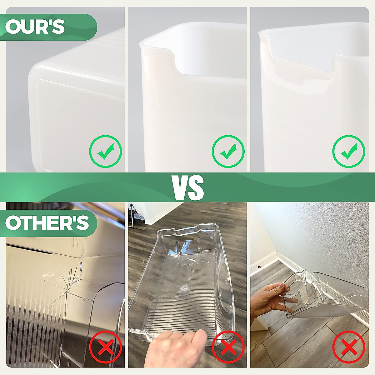 Set of 6 Refrigerator Organizer Bins, Door Shelf Basket Storage Bins for Fridge, Counter, Cabinet, Pantry Kitchen Organization and Food Storage - Plastic Organizers Bin, BPA Free