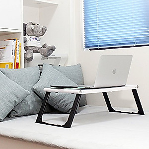 Etable Foldable Laptop Bed Tray Tablet Charging Table Adjustable Lap Desk with Built-in 10000mAh Rechargeable Power Bank and LED Light - Portable Laptop Table Breakfast Food Table Reading Desk - Black