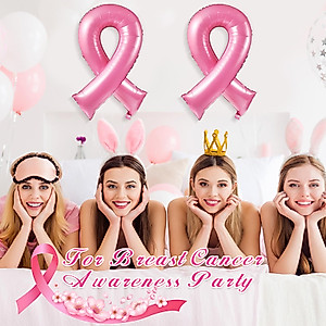 Jenaai Pink Ribbon Breast Cancer Awareness 36'' Foil Balloons for Breast Cancer Awareness Fundraisers Party Decoration Supplies (2 Pcs)