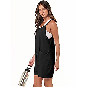 ANRABESS Rompers for Women Jumpsuits Casual Summer Outfits Shorts Overalls 2023 Fashion Comfy Clothes Sleeveless Jumpers with Pockets A948-heise-M