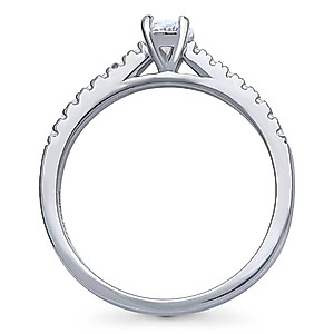 BERRICLE Sterling Silver Solitaire Wedding Engagement Rings 0.4 Carat Oval Cut Cubic Zirconia CZ Promise Ring for Women, Rhodium Plated Size 6