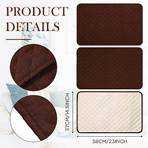 Tradder 3 Pcs Recliner Slipcovers Recliner Headrest Protector Arm Chair Arm Covers with Pockets Headrest Cover for Recliner 22.8 x 14.6 Inch Recliner Chair Covers for Couch Sofa Furniture (Brown)