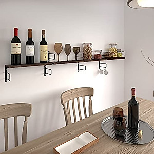 Eifiwot Floating Shelves Wall Mounted Set of 2, Wall Shelf Storage for Office, Bathroom, Living Room, Bedroom, Kitchen, Dark Carbonized Black Shelves for Wall Decor