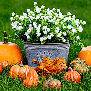 AXYLEX Artificial Flowers for Outdoors Fake Plants - 12 PCS Bundles Outside Face Spring Greenery UV Resistant No Fade Faux Bushes Daffodils Shrubs Home Garden Porch Patio Decoration Window Box(White)