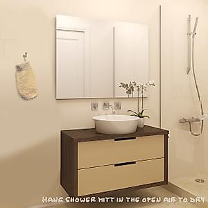 Natural Ramie Dual Sided Exfoliating Glove Hand Mitt Mitten Shaped Back and Body Shower Bath Scrubber White, Remove Dead Skin Machine Washable, Pack of 2