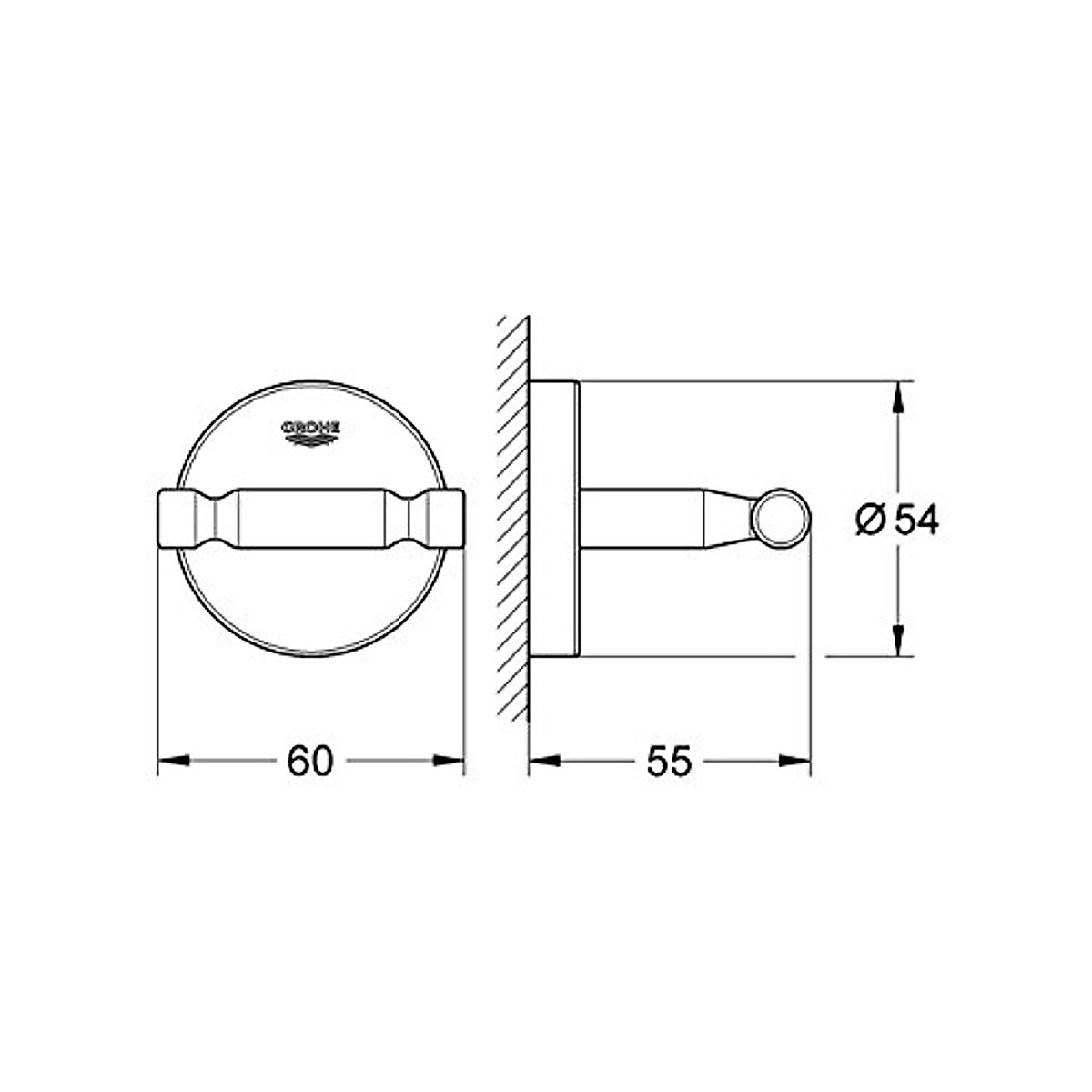 Grohe 40461001 BauCosmopolitan Robe Hook, Starlight Chrome