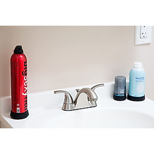 The Can Coaster Rust Preventer Sleeve Holder Bottoms for Shaving Cream Cans, Gels, and Bottles, Stain Prevention Rust Inhibitor Black Coaster for Bathroom Counters, Tubs, Showers, and Vanity, 6 Pack