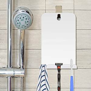 XoYo APHUIME Large Fogless Shower Mirror, Includes 1 Adhesive Hooks, Anit-Fog Shower Mirror, Shower Makeup Shave Mirror, Frameless Shower Mirror, Wall Hanging Mirror