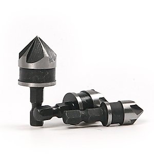 5 Flute Hex Shank Countersink Drill Bit for Wood Plastic Woodworking Chamfer Tool,3pc