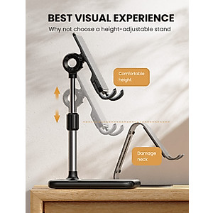 LISEN Cell Phone Stand Tablet Stand Holder [Never Tip Over] iPad Stand for Desk iPad Stands and Holders for Desk Compatible with All Tablets & Smartphones