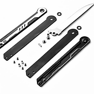 COHOMELARS Slim Folding Pocket Flipper Knife for Men,3.8'' Stainless Steel Black Blade,EDC Gentleman's Knife with Leather Sheath, Liner Lock