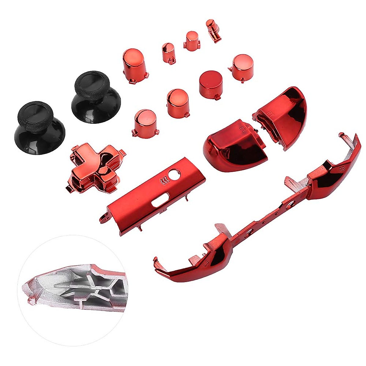 Button Replacement Left Right 4PCS ABXY Buttons Red/Blue Gamepad Controller Repair Parts Buttons for Xbox One Slim Gamepad Controller(red)