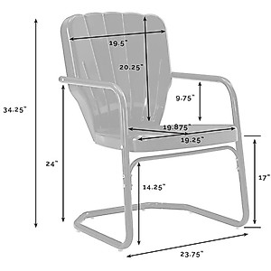 Crosley Furniture Ridgeland 3-Piece Outdoor Chair and Side Table Set, Retro Metal Bistro Patio Sets for Deck, Navy