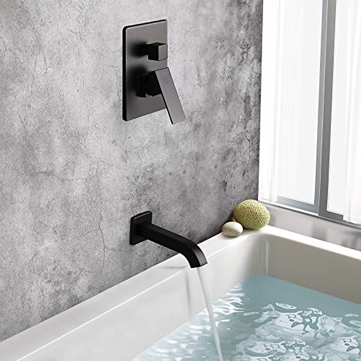 POP SANITARYWARE Matte Black Shower Faucet Set with Tub Spout Bathroom Rainfall 8 Inch Shower Head System with Handheld Single Handle Shower Trim Kit with Valve