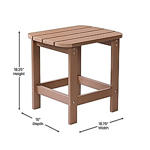 Flash Furniture Charlestown Tiered Commercial Poly Resin Adirondack Side Table - Natural Cedar - All-Weather - Indoor/Outdoor