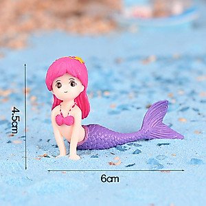 Miniature Mermaid Figurines 4 Pcs, Mini Mermaid Toy Figure Collection Playset Doll Birthday Cake Toppers Decoration Wedding Party Supplies Moss Landscape DIY Terrarium Crafts Ornament