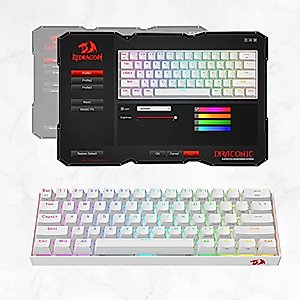 Redragon K530 Pro Draconic 60% Wireless RGB Mechanical Keyboard, BT/2.4Ghz/Wired 3-Mode 61 Keys Compact Gaming Keyboard w/Hot-Swap Socket, Free-Mod Plate Mounted PCB & Clicky Blue Switch