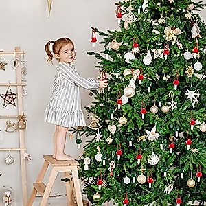 Tatuo 12 Pcs Felt Mushroom Ornaments Christmas Mushroom Hanging Ornaments Small Mushroom Ornament DIY Arts Crafts Supplies Mushroom Decor for Xmas Wedding Holiday Decoration, Red and Green