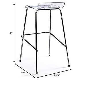 Displays2go Set of 4 - Modern Bar Stools with Clear Acrylic Seat, Backless, Stackable, Polished Chrome Legs