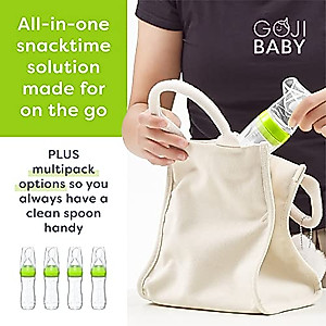 Gogi Baby - 4 oz Silicone Baby Food Dispensing Spoon - 2 Pack - Great for 4+ Month Infants - Includes Stopper - Easy to Use and Mess-Free - Precise Food-Release Feeder - Great for Travel (Green)