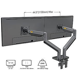 NB North Bayou Dual Monitor, 22''-32'', Arm Ultra Wide Full Motion Swivel Mount with Gas Spring, Load Capacity from 4.4 to 33lbs Each Height Adjustable Stand G35