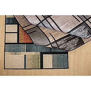 Multicolor Geometric Plaid Area Rug, Indoor Outdoor Rug, Foldable Cozy Casual Living Room Bedroom Area Rug - Non-Slip, 4x6' Machine Washable Rug,, 4*6ft