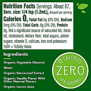 Truvia Organic Zero-Calorie Liquid Stevia Sweetener, 2.7 fluid ounce bottle, Vanilla flavor