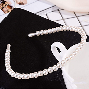 Aoxmas 2pcs Simple Design Pearl Headbands for Women Wedding Party Bridal Hair Hoop Elegant Hair Hoop