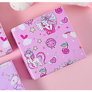 Sikiweiter Unicorn Wrapping Paper - 12 Sheets Princess Birthday Wrapping Paper for Girls Rainbow Unicorn Paper Wrap - 19.7 x 27.6 Inches Per Sheet
