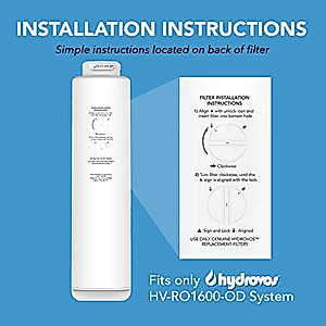 HYDROVOS HV-RO1600-ROM Filter, Replacement Cartridge #2 Fits Only HV-RO1600-OD Tankless Reverse Osmosis System, 2 Years Filter Life, Easy DIY Filter Changes, Reduces Over 95% Dissolved Contaminants