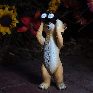 Blazin' Bison Garden Animal Solar Eyes | Meerkat Figurine | Patio Animal Decor | Yard, Balcony, Deck | Weather Resistant | Meerkat Gifts | Auto On/Off