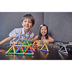 CMS MAGNETICS - (156-Piece Multi-Color Magnet Building Toy Tin Box Case Construction Sticks Set STEM Educational Learning Activity for Brain Development, Creativity, Imagination, Attention Span