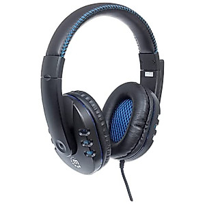 Manhattan USB-A Gaming Headset with LEDs. Retractable Built-in Microphone, Audio Control, Integrated 1.8 m Cable, Black and Blue