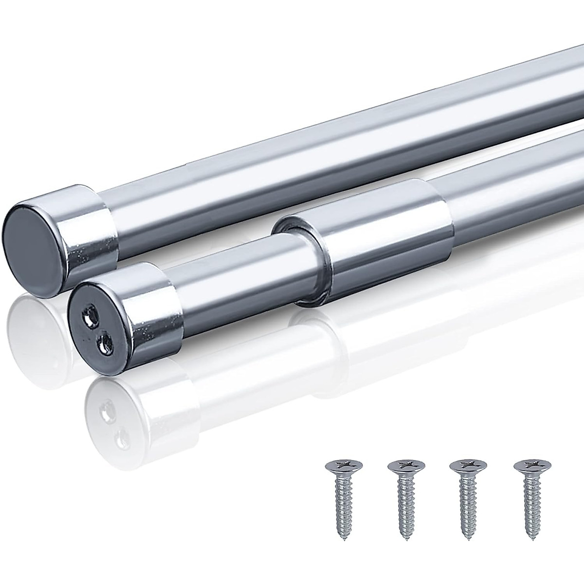 2PCS Small Closet Poles for Hanging Clothes, 2 Pack Stainless Steel Closet Pole, Adjustable Closet Hanging Rod for Wardrobes 15.7-25.6inch (15.7-25.6inch)