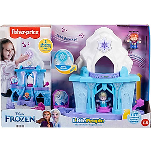Disney Frozen Toy, Little People Playset with Anna and Elsa Toys Lights and Music for Toddlers, Elsa's Enchanted Lights Palace